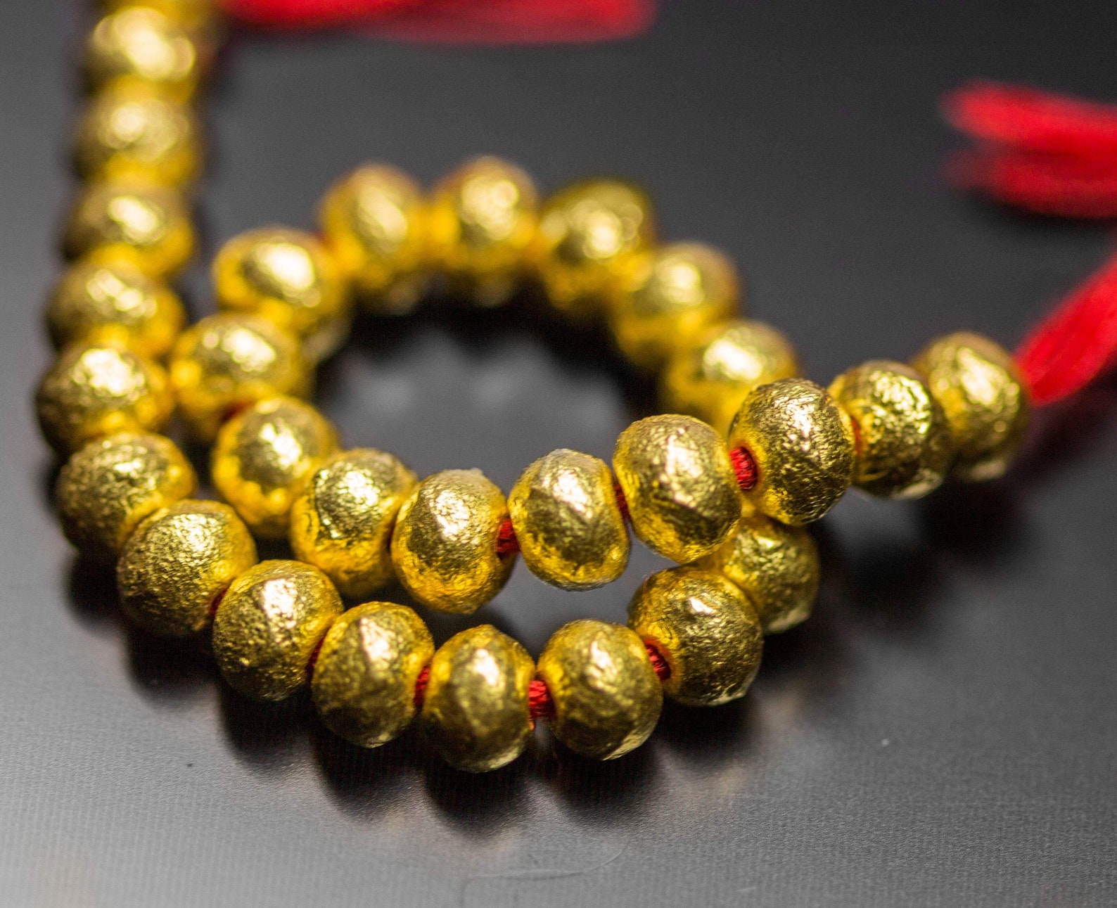 5pc Handmade 18k Solid Gold Handmade Textured Rondelle Hollow | Etsy