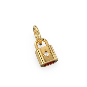 Diamond Pave Solid Gold Pad Lock Charm Pendant / 14k 18k Solid Gold ...