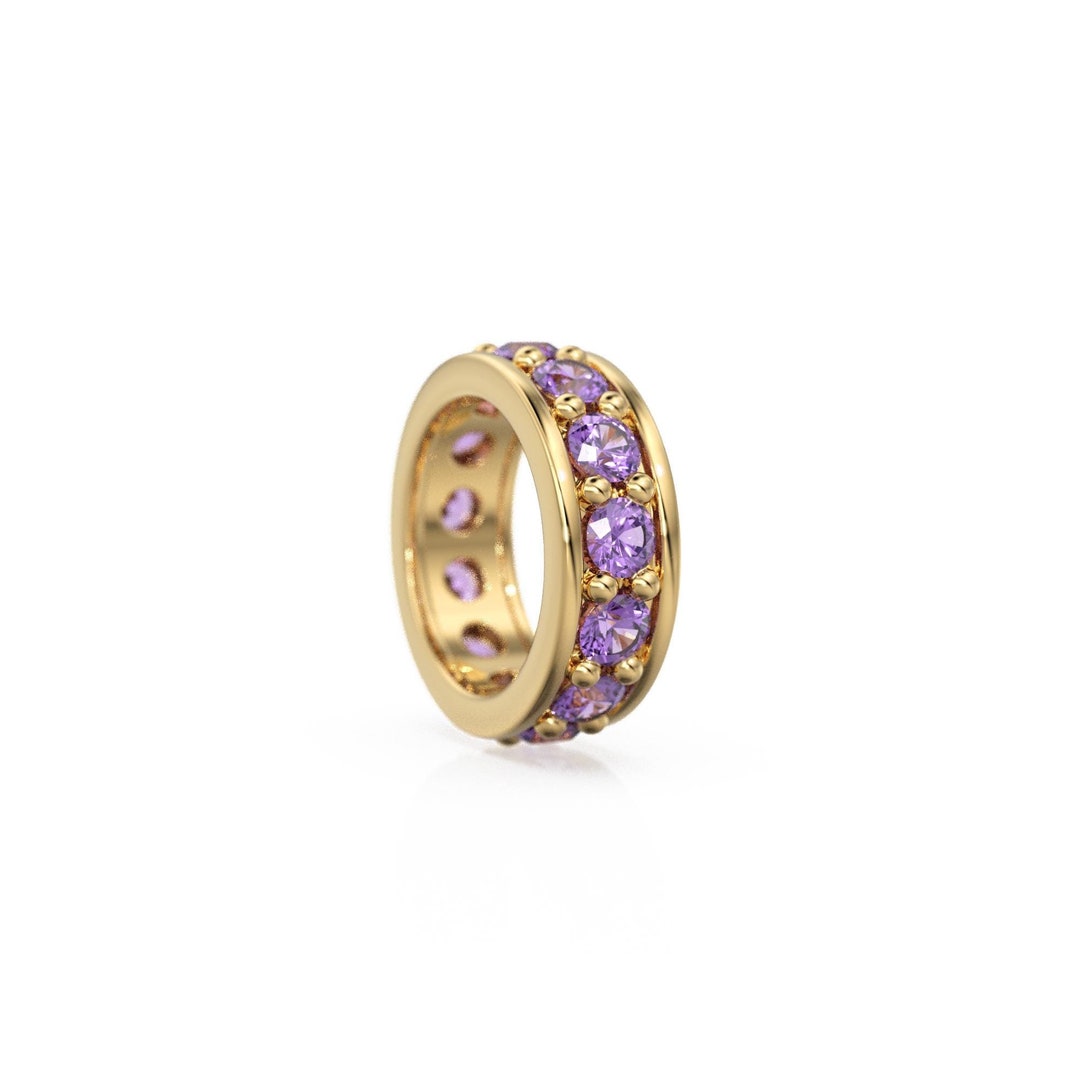 Amethyst 18K Solid Italian Gold Rondels, Eternity Rondelle, Solid Gold ...