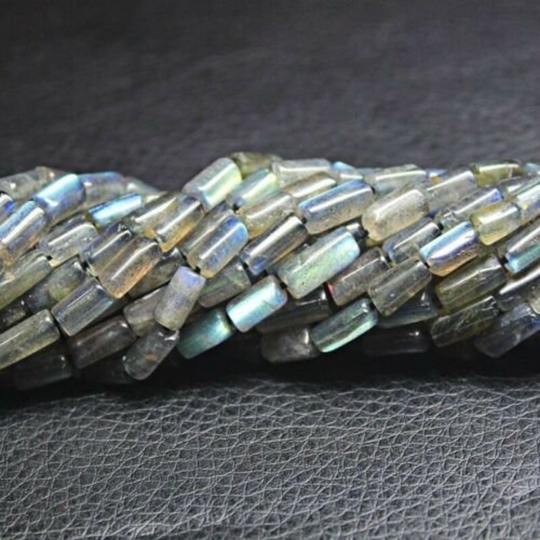 4 Strand Fire Labradorite Smooth Tube Gemstone Spacer Beads Strand 14 ...