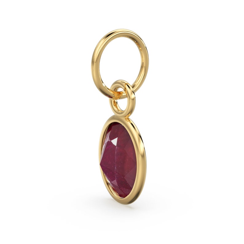 Real Red Ruby Oval Solid Gold Charm / Natural Hot Red Gemstone - Etsy