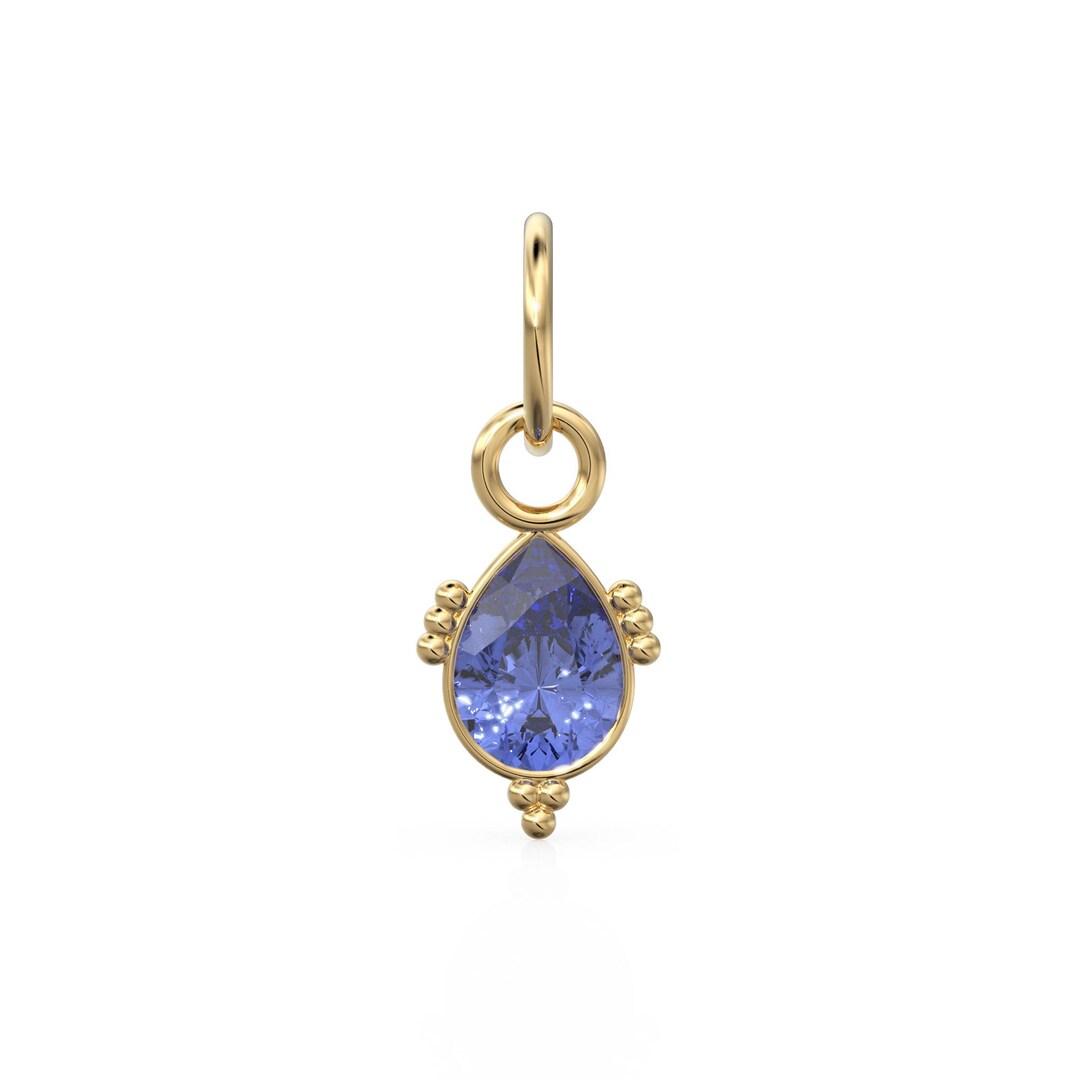 Tribal D Block Tanzanite 14k Solid Gold Charm Pendant Bezel Jewelry ...