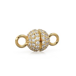 6mm Pave Diamond Screw Ball Clasp / Solid Gold Clasp for Necklace ...