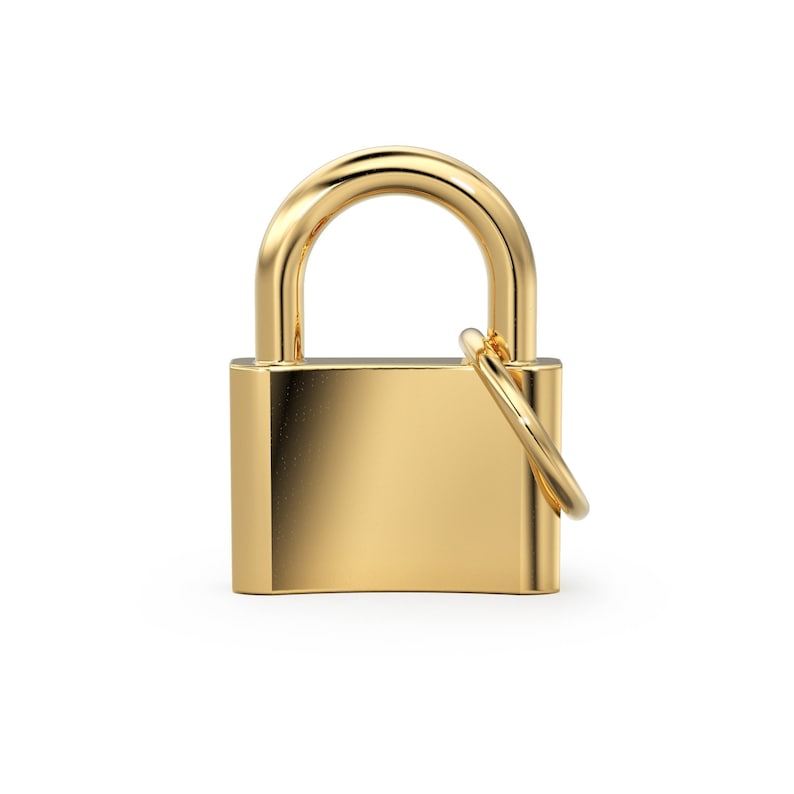 Solid Gold Padlock Charm Pendant / 14k 18k Solid Gold Pendant / Padlock ...