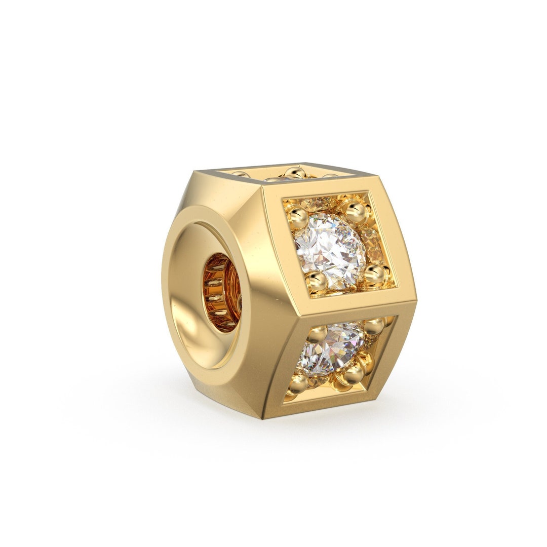 6mm Diamond Rondelle Gold Beads / 14k Solid Yellow Gold 6mm Designer ...