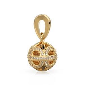 Designer Handmade Pave Diamond Round Ball Luxury 18k Solid Gold Pendant ...