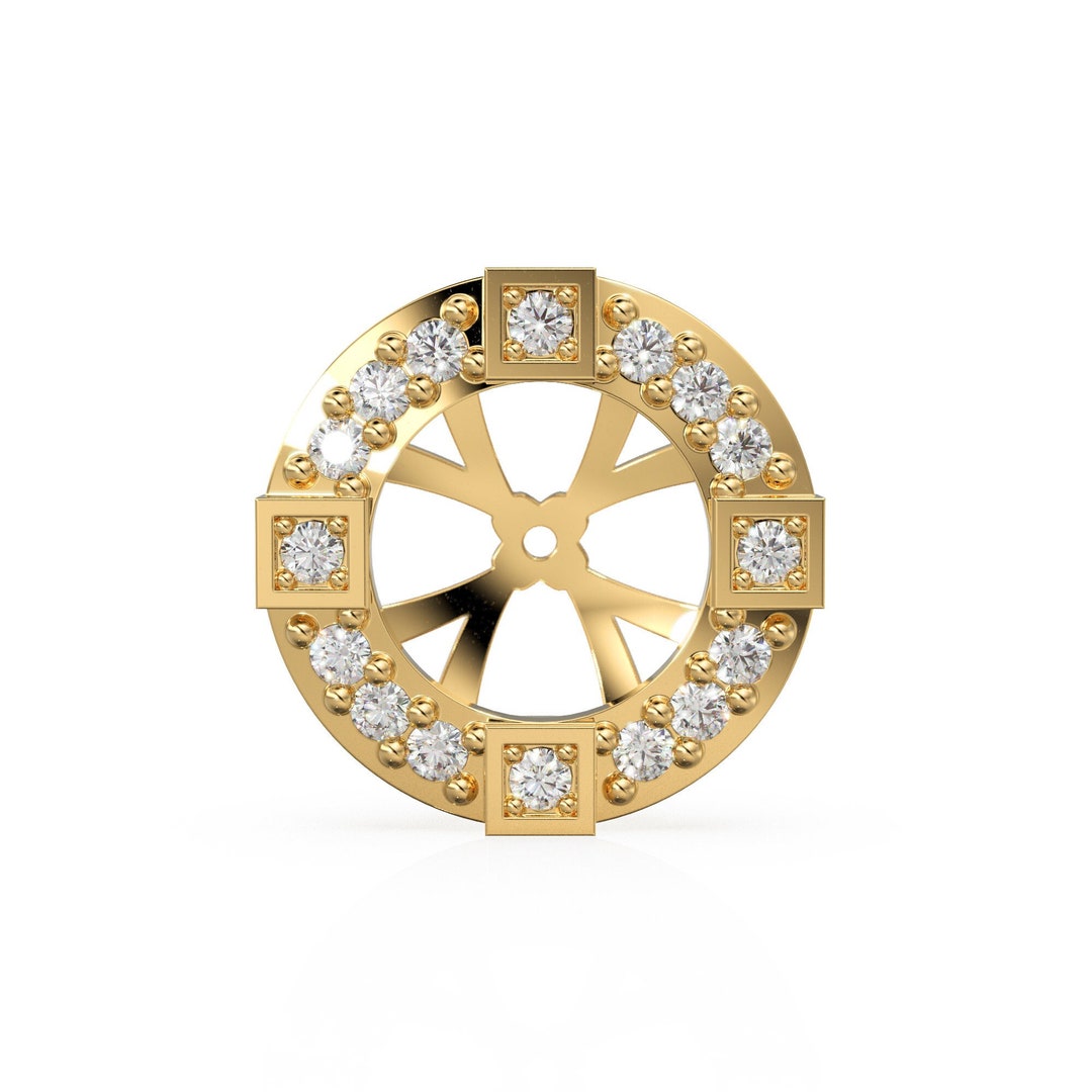 Diamond Solid Gold Earring Jacket for 8mm Round Pearl Beads / 2ct ...