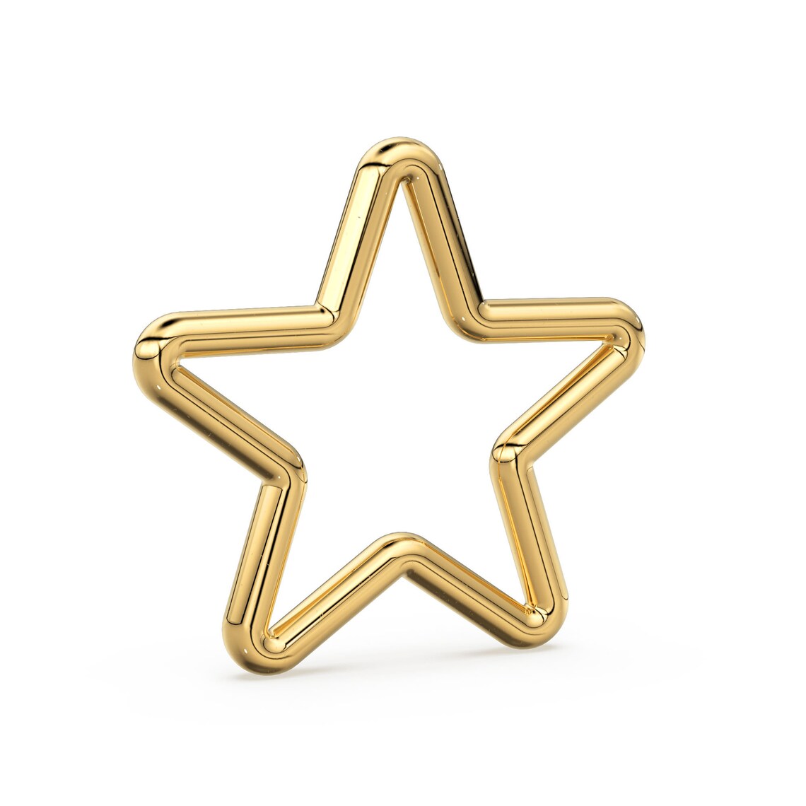 Star 14k 18k Solid Gold Charm / 20 Gauge Gold Star Charm / - Etsy