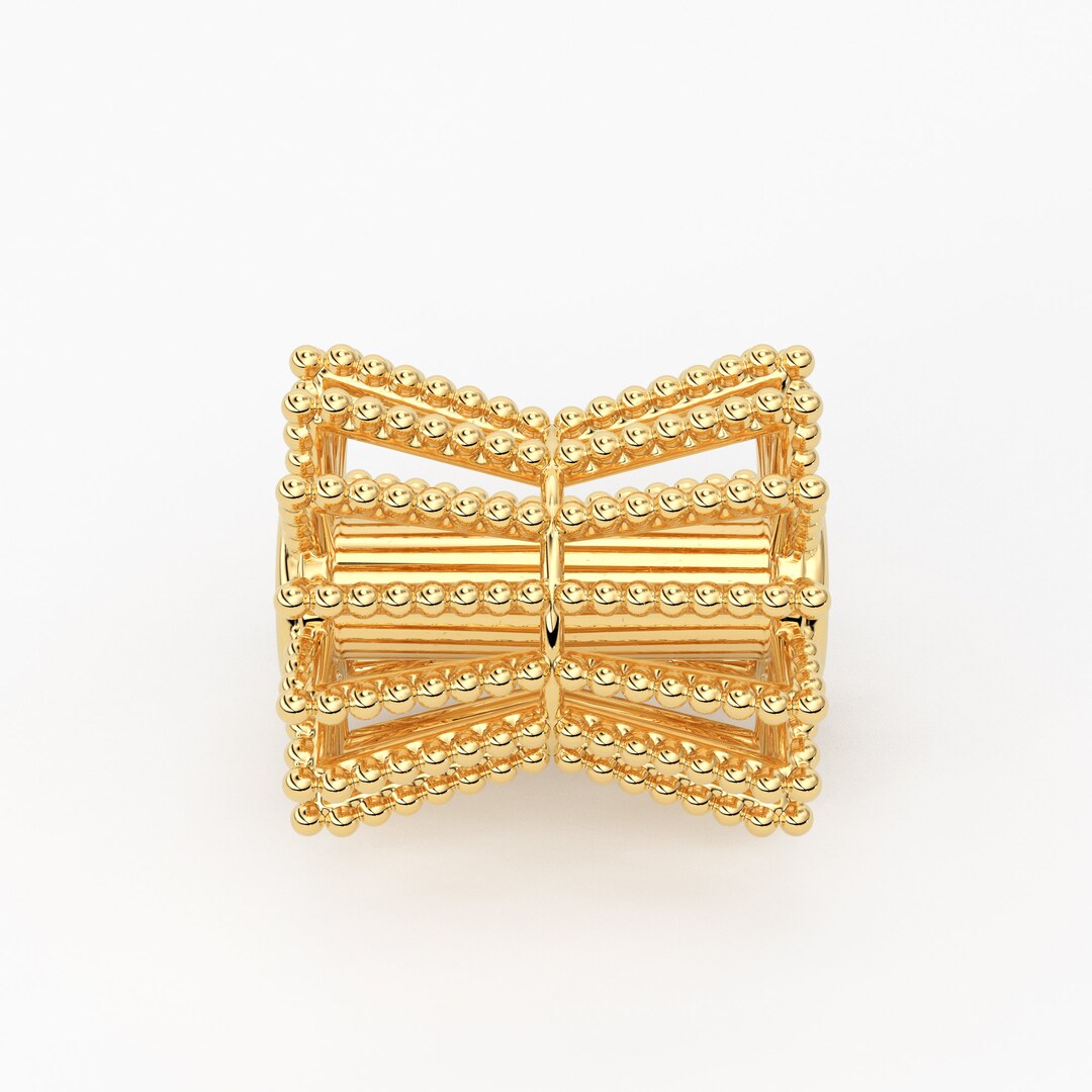 1pc Bicone 18k Solid Yellow Gold Beads / Handmade Spacer 14k Fancy ...