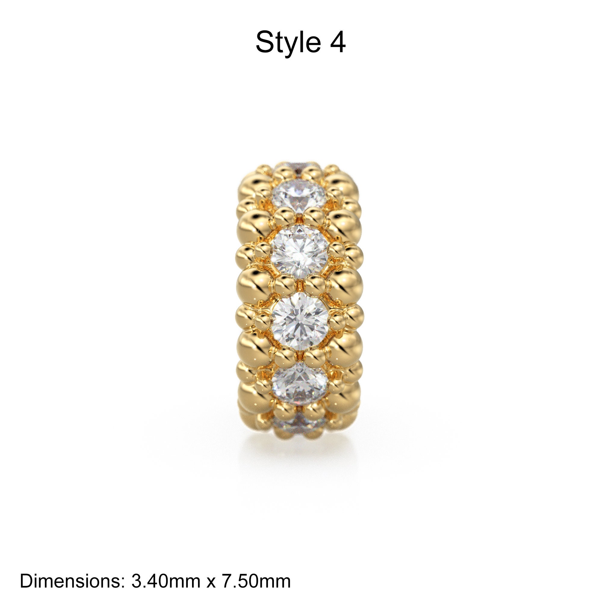 14K Solid Italian Gold Diamond Rondels, Charm Rondel, Diamonds, Bezel ...