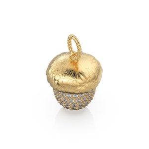 Acorn Solid Gold 18k Diamond Pendant, Luxury Designer Gold Jewelry Gold ...