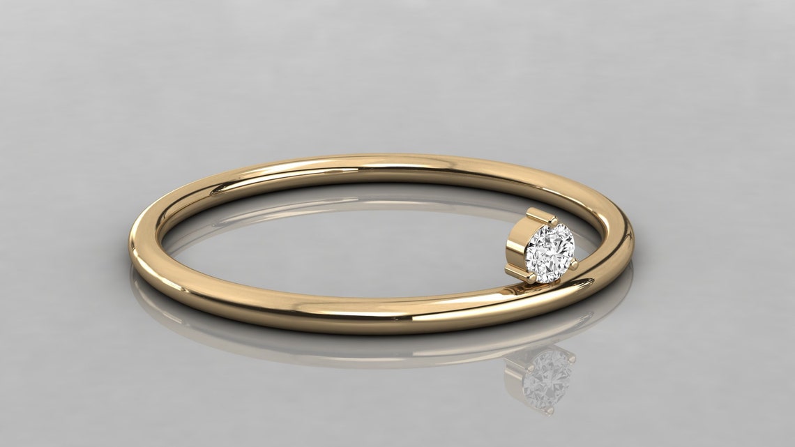 14k Gold Single Solitaire Diamond Ring / Stacking Solitaire | Etsy