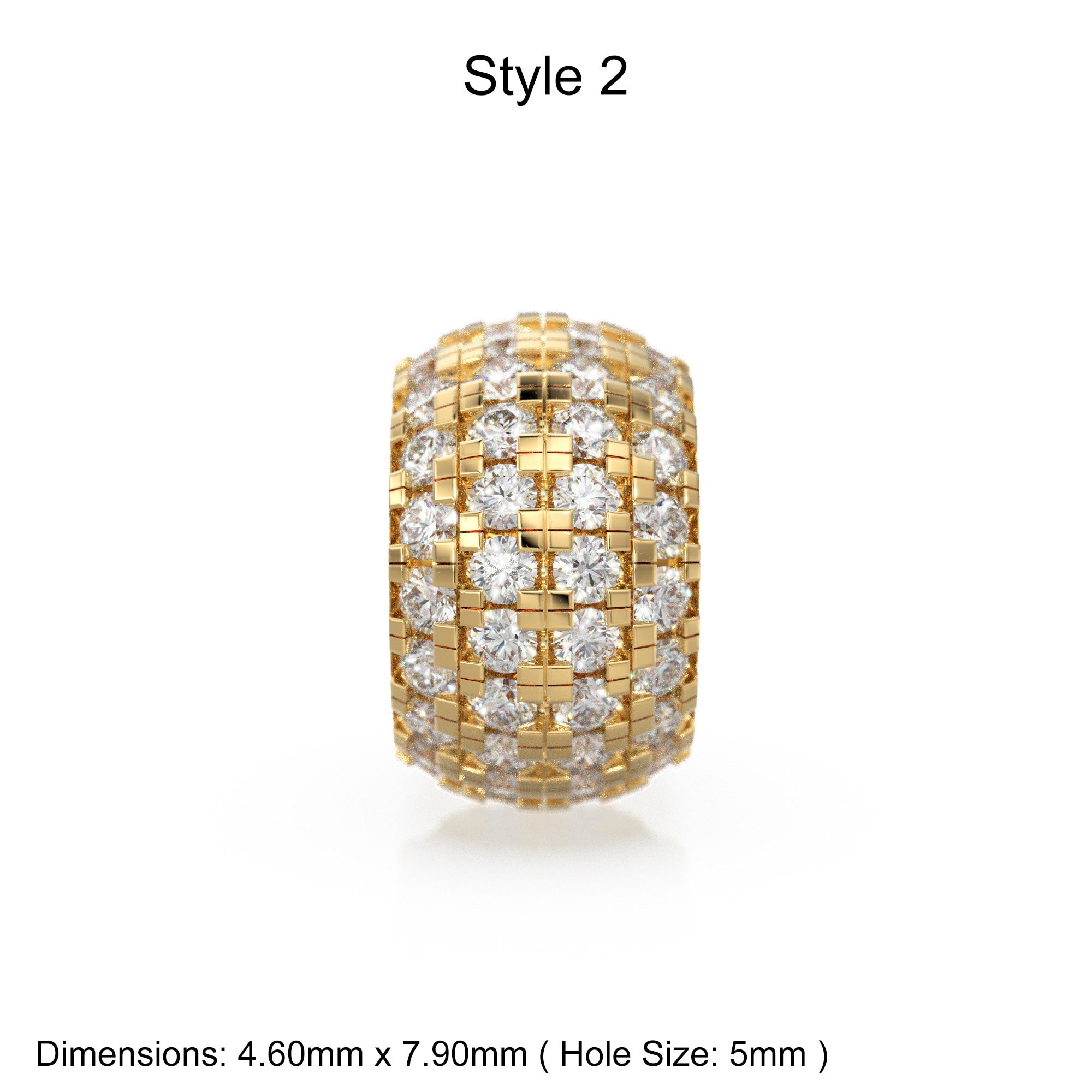 14K Solid Italian Gold Diamond Rondels, Charm Rondel, Diamonds, Bezel ...