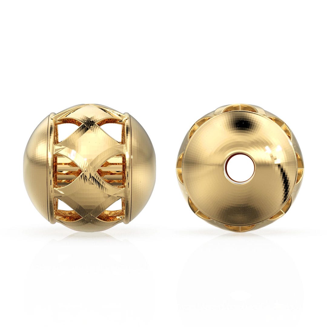 Lattice Cutout Filigree Round Bead – 14k Solid Gold Openwork Sphere ...