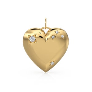 Huge Big Solid Yellow Gold Love Heart Charm / 18k Solid Gold Handmade ...