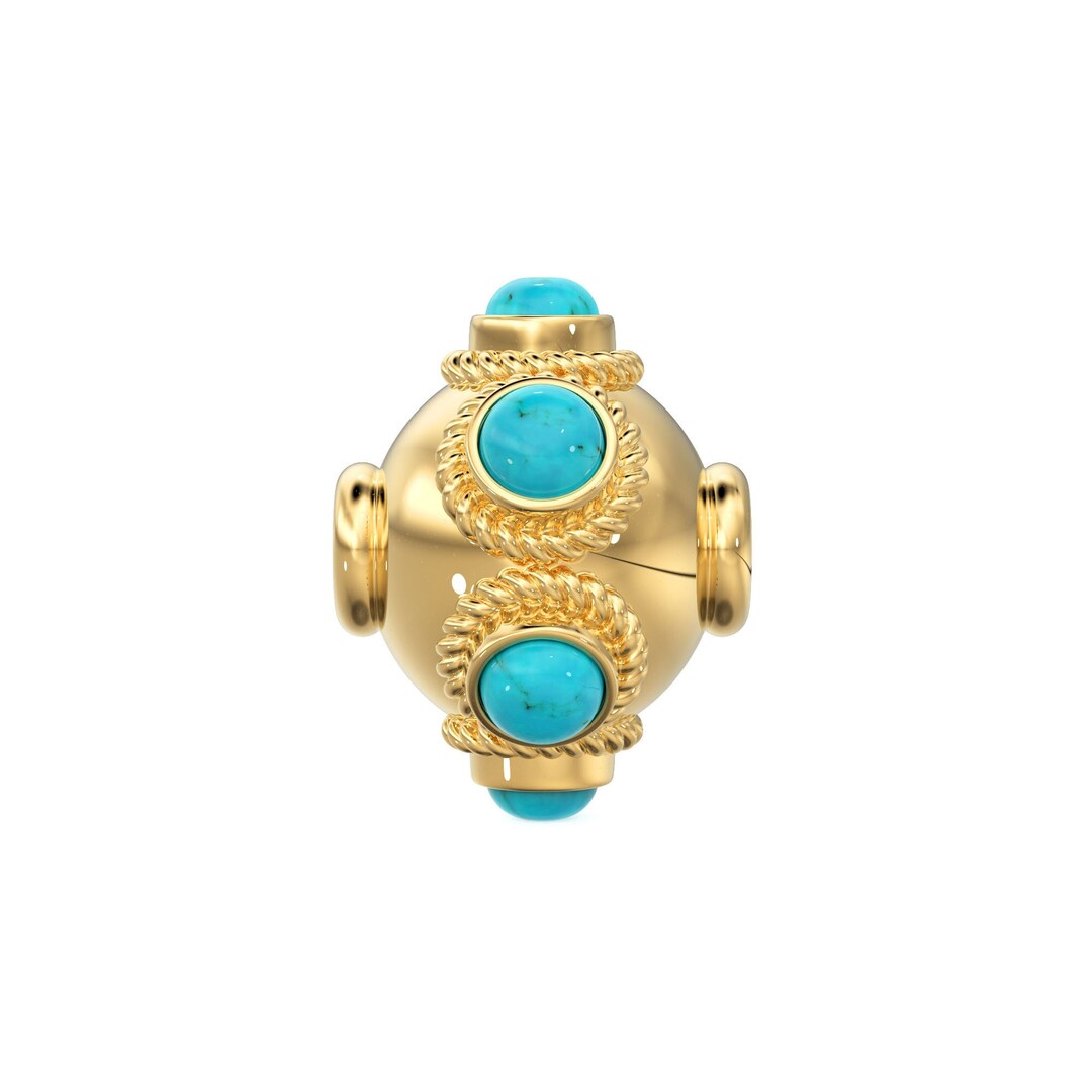 18k Solid Gold Fancy Old Turquoise Lantern Spacer Bead (1) 10mm - Etsy