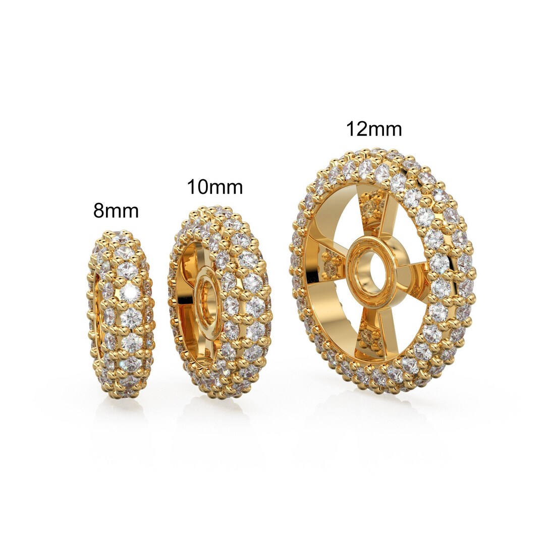 Rondelle Real Diamond 18k Solid Gold Eternity Rondelle Wheel Spacer ...