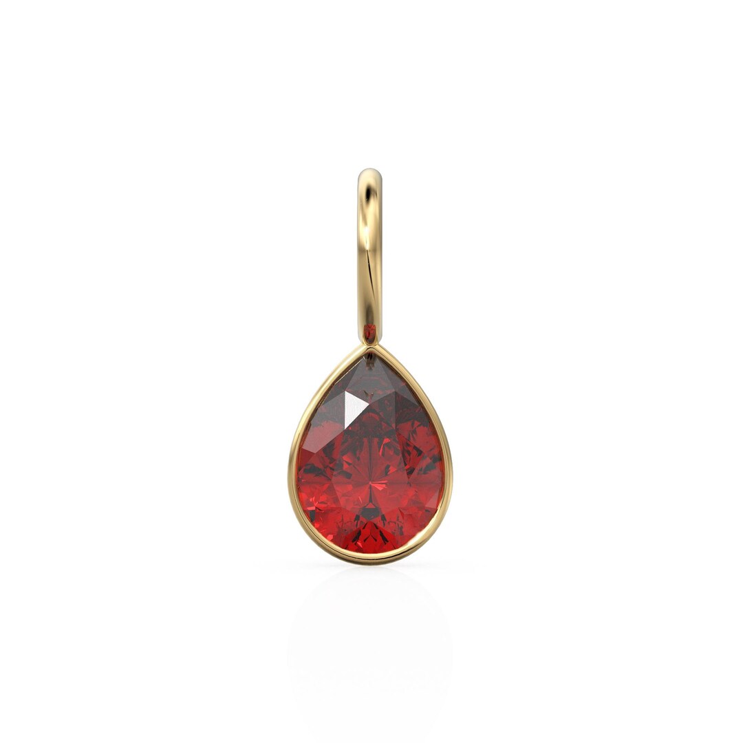 Red Ruby 7mm 14k Yellow Solid Gold Charm Pendant Bezel Jewelry Finding ...
