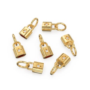 Diamond Pave Solid Gold Pad Lock Charm Pendant / 14k 18k Solid Gold ...