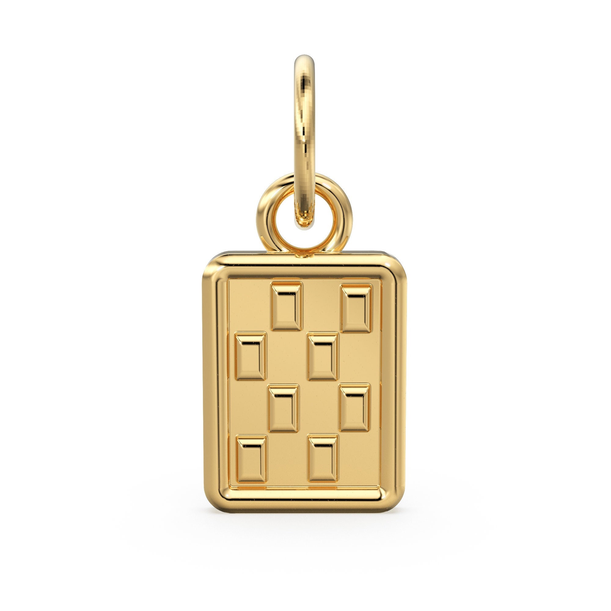 Checkerboard Handmade Solid Gold Pendant / 14k 18k Charm / - Etsy