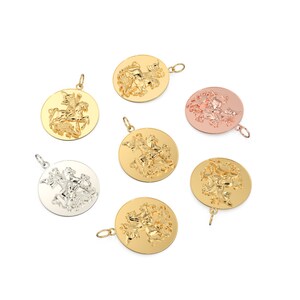 Dragon Slayer Knight 14k 18k Solid Gold Charm Pendant, Medallion Gold ...