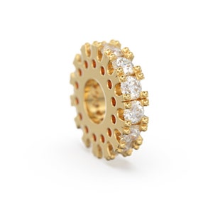 Diamond Eternity Milgrain Wheel 14k Solid Gold Rondelle Spacer Finding ...