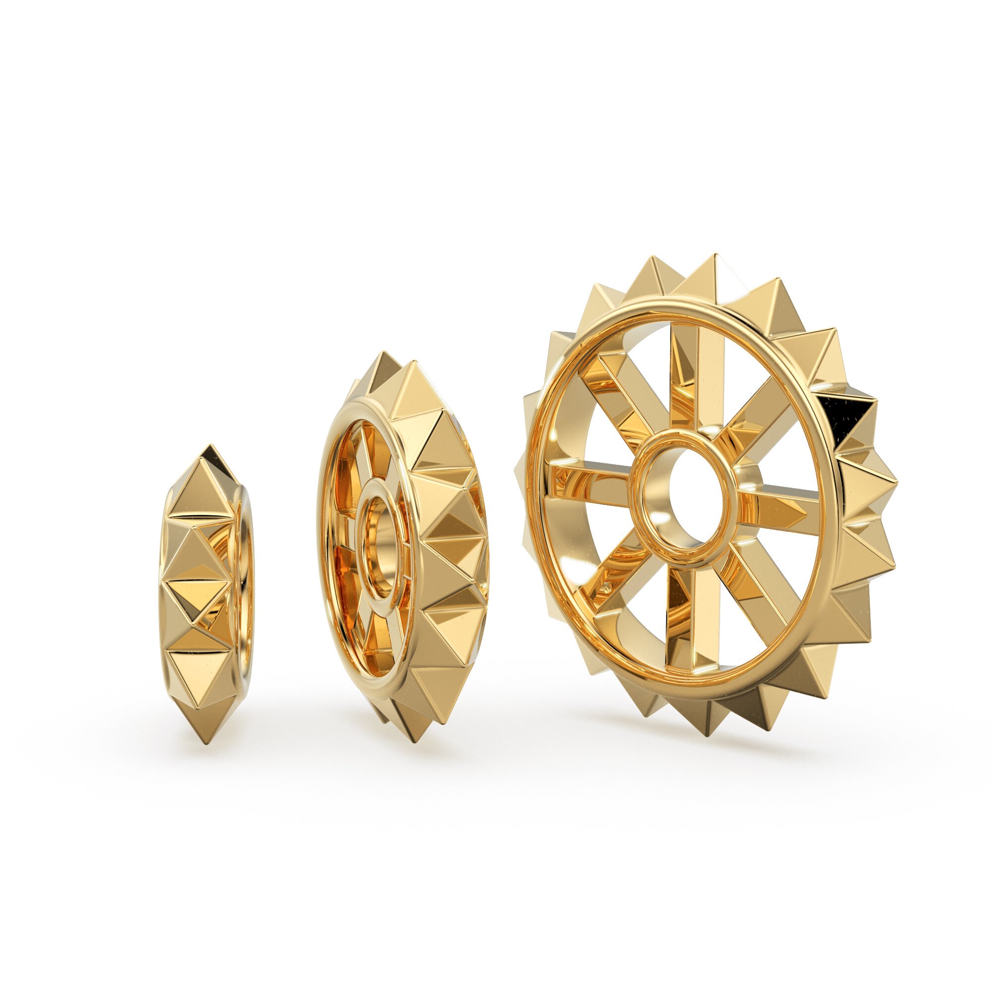 Pyramid Spike 18k Solid Gold Spacer Beads / 14k Jewelry Making Supplies ...