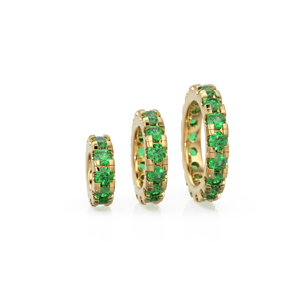 14k Gold Roundel Green Emerald Charm, Green Emerald Wheel Charm, Round ...