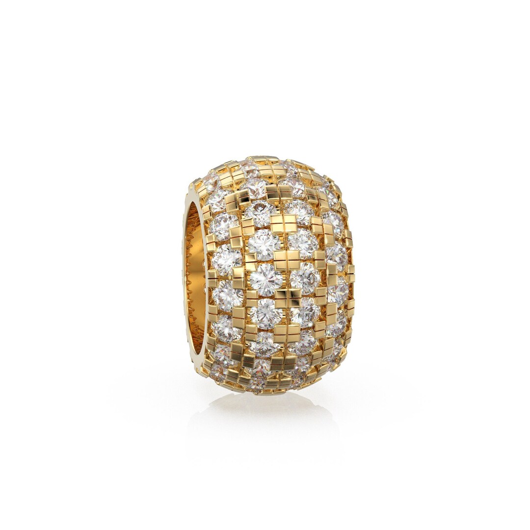 14K Large Solid Italian Gold Diamond Rondels, Charm Roundel, Diamonds ...
