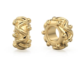 14k Solid Gold Roundel Spacer Beads Smooth Round Seamless Gold Beads ...