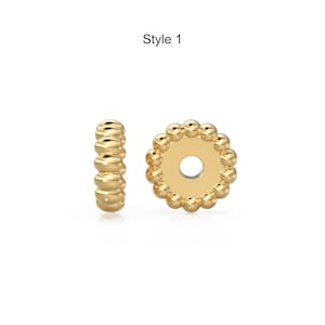 14K Solid Italian Gold Rondels, Charm Rondelle, 18k Gold Roundel, Rope ...