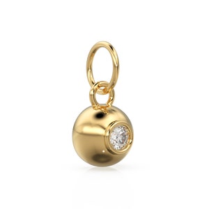 14K/18K Solid Gold Natural Diamond Ball Pendant, Dainty Small Necklace ...
