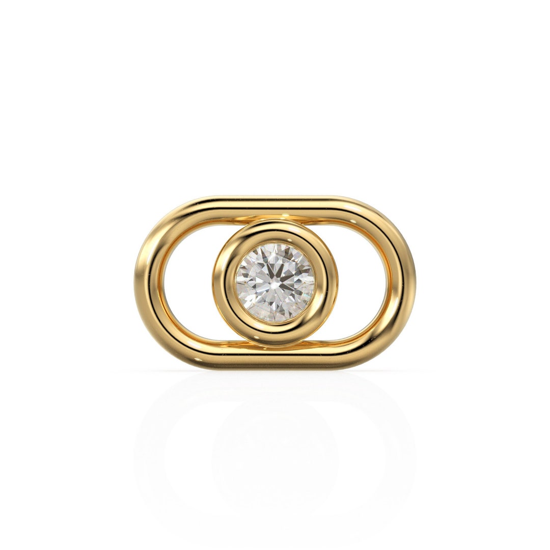 5.7x9.2mm Oval 18k Solid Yellow Gold Brilliant Diamond Connector Spacer ...