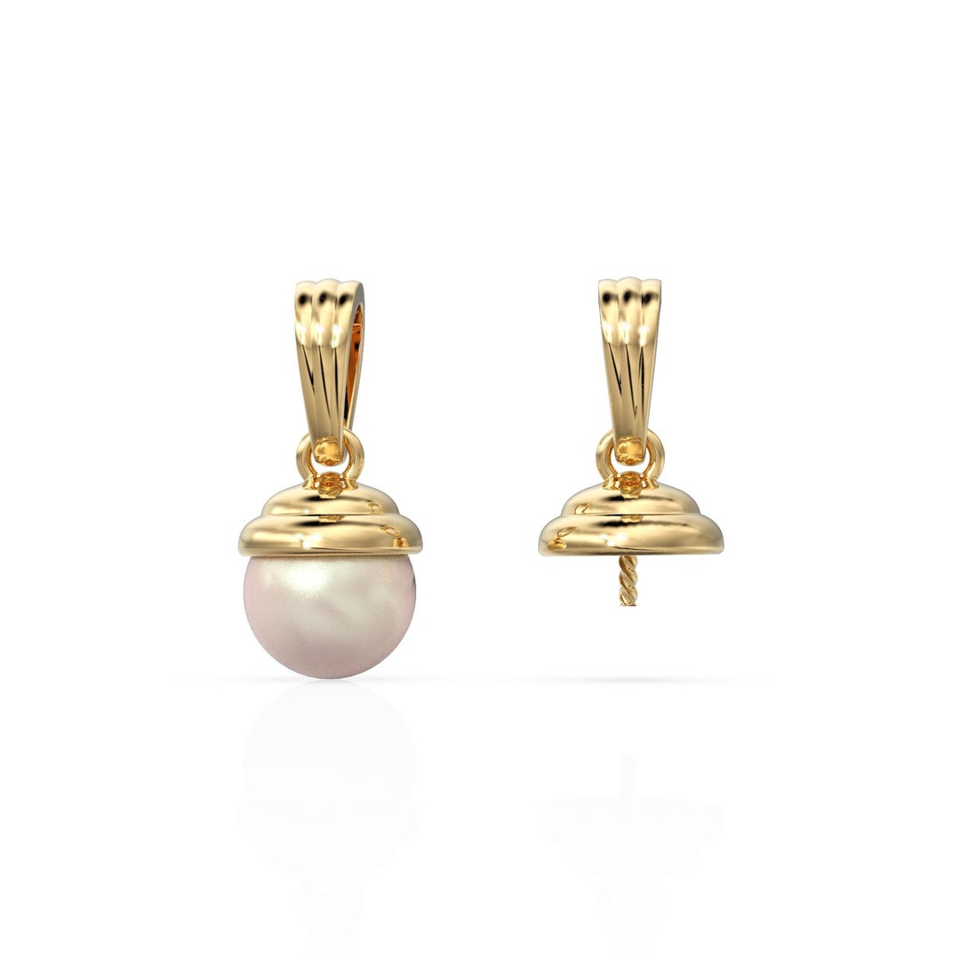 Pearl Mounting Cap 18k / 14k Gold Component, Solid Gold Pearl Cup ...