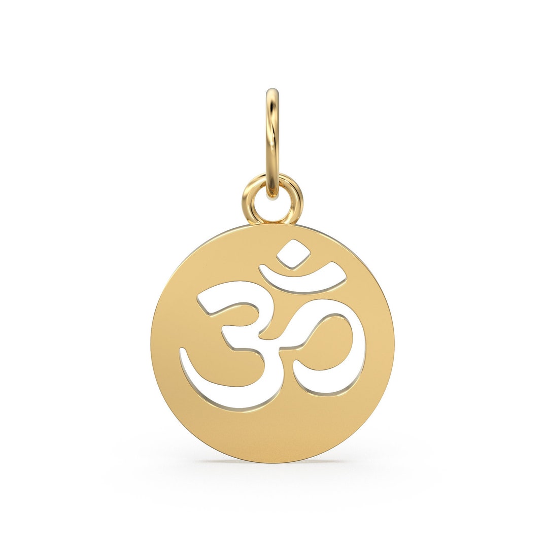 Om Hamsa 18k Solid Yellow Gold Charms Pendant Handmade Cutout Jewelry ...