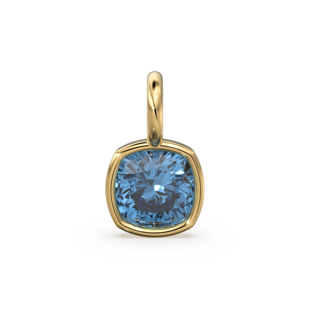 AAA London Blue Topaz Charms 14k Yellow Solid Gold Charm Pendant Blue ...