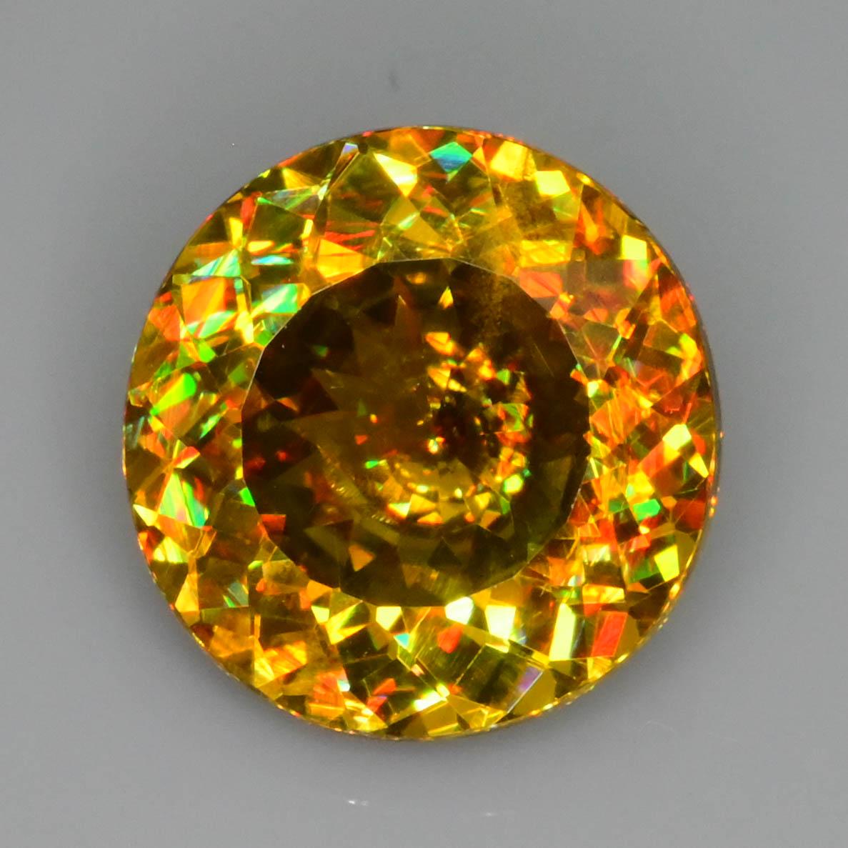 Rainbow Titanite Sphene Gemstone 3.64ct VVS Brilliant Round - Untreated ...