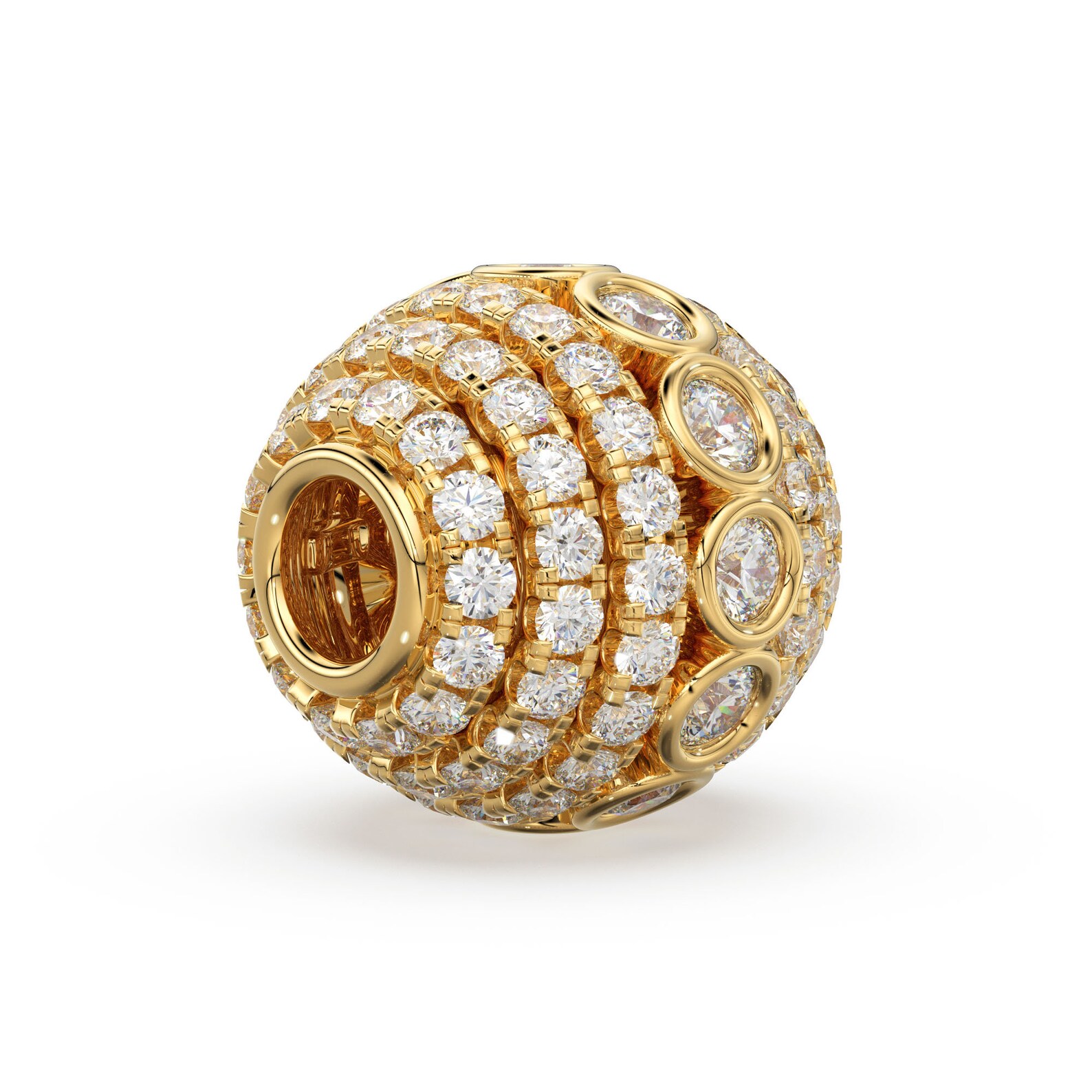 Diamond Bezel Hefty Oval 14k 18k Solid Gold Spacer Finding Bead ...