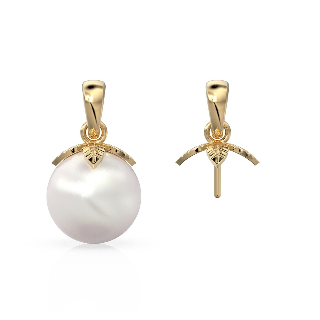 Pearl Mounting Cap 18k / 14k Gold Component, Solid Gold Pearl Cup ...