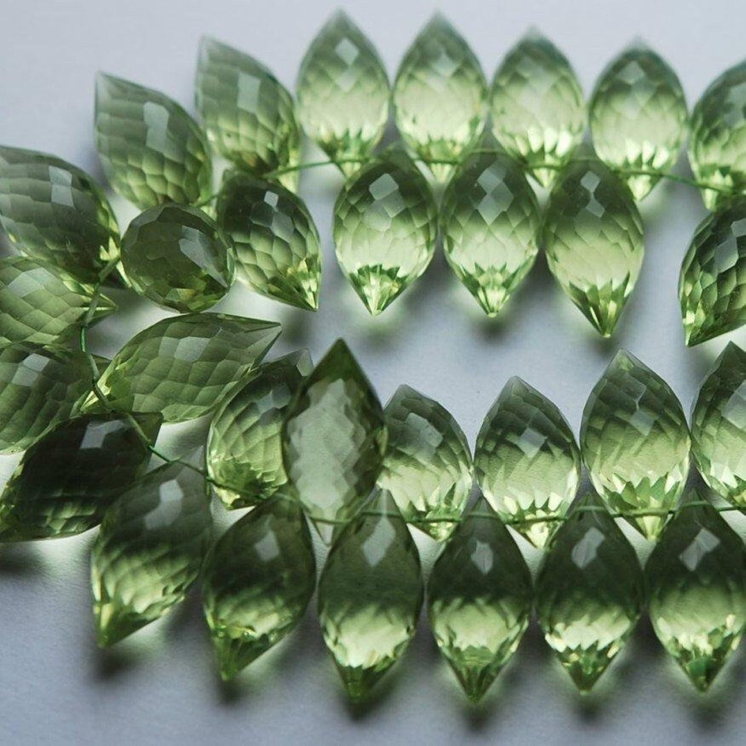 Green Amethyst Quartz Faceted Dew Drop Marquise Loose Beads 10pc 18x8mm ...