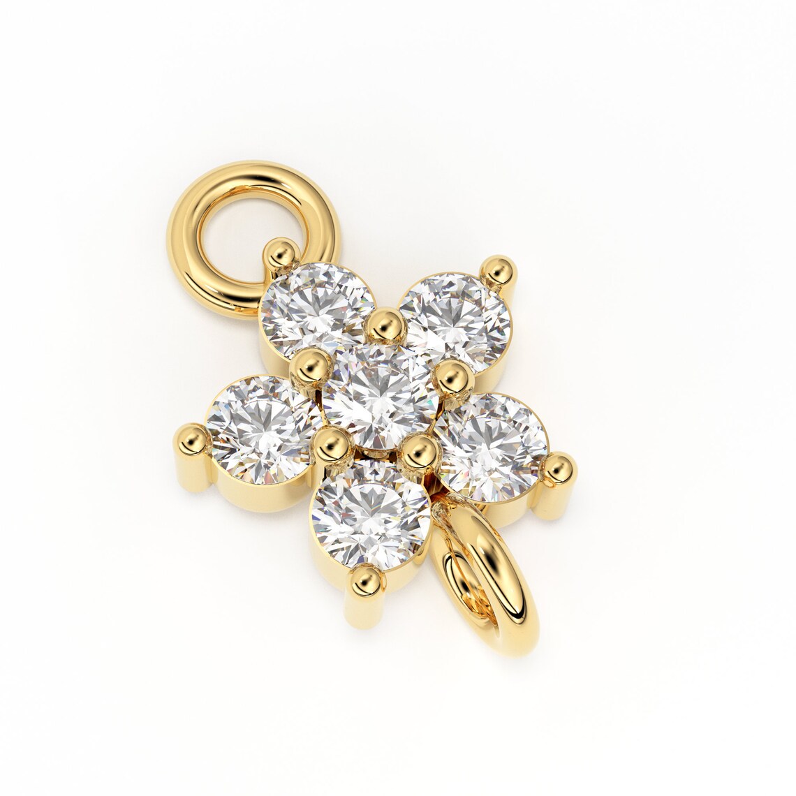 Cluster Diamond Connector / 14k 18k Solid Gold Connector / - Etsy