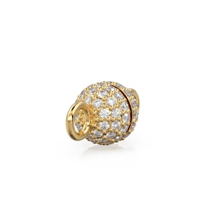 6mm Pave Diamond Screw Ball Clasp / Solid Gold Clasp for Necklace ...