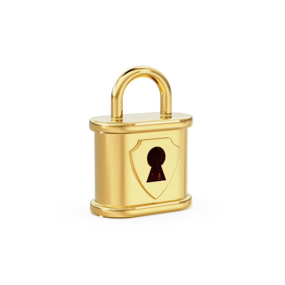 Huge Padlock 24mm Solid Gold Pendant / 14k 18k Solid Gold Charm / Lock ...