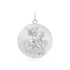 Dragon Slayer Knight 14k 18k Solid Gold Charm Pendant, Medallion Gold ...