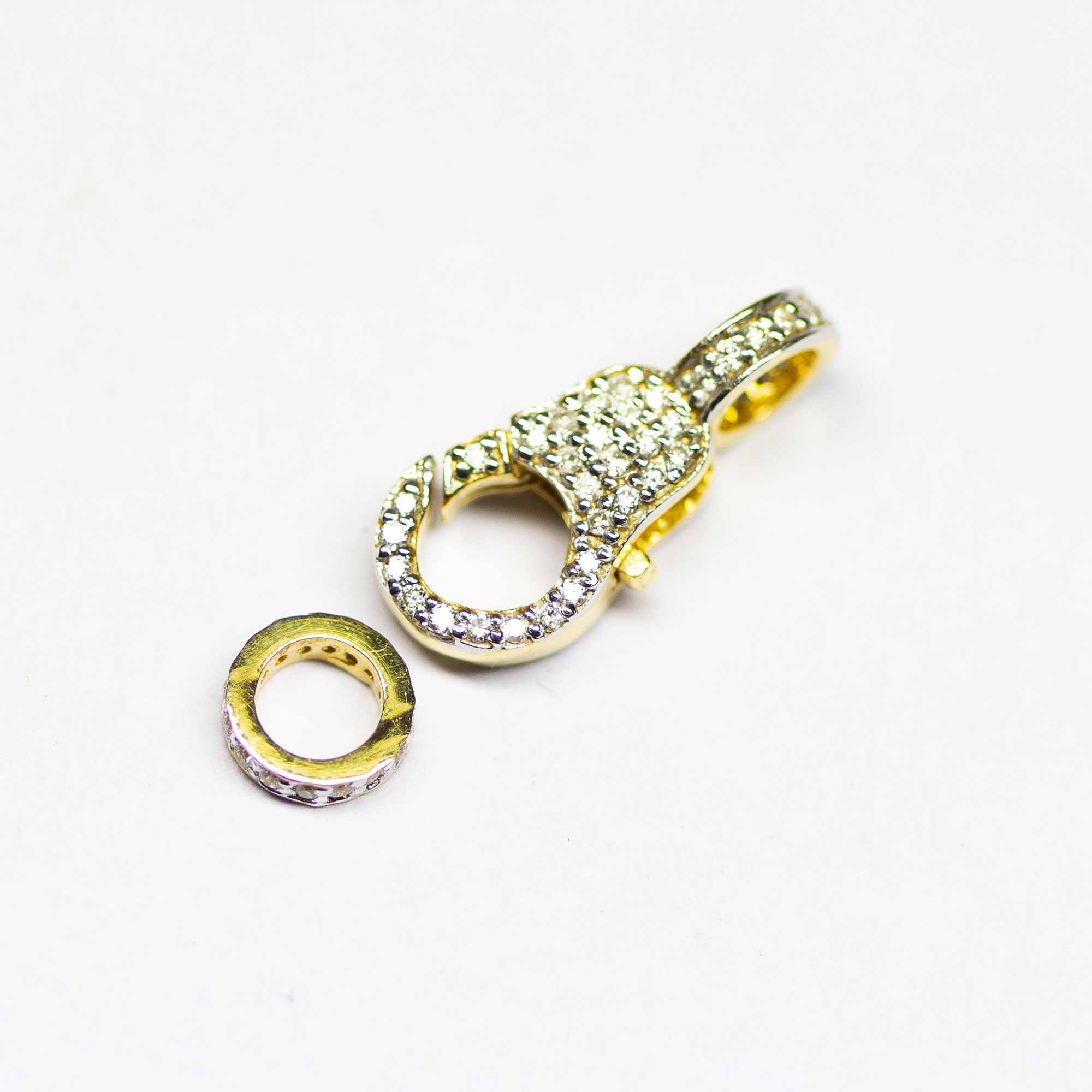 Diamond Solid Gold Lobster Clasp 18k Handmade Claw Clasp With Ring 17mm X 7mm Valentines Gift Etsy