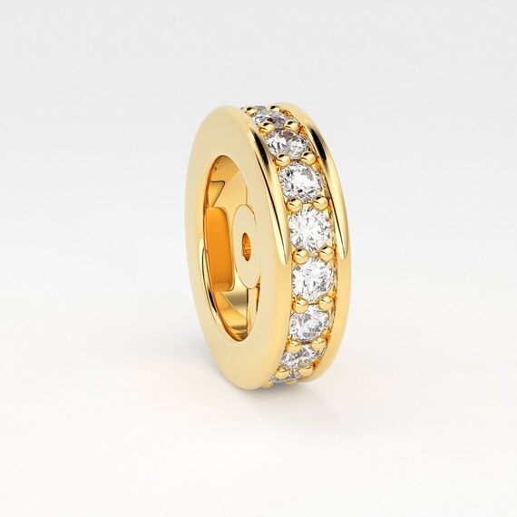 Diamond Eternity Wheel 14k Solid Gold Rondelle Spacer Finding - Etsy