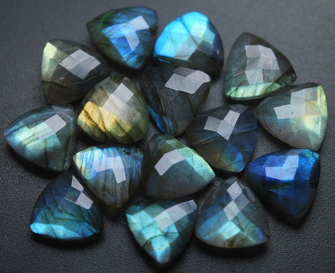 Spectrolite Labradorite Faceted Trillion Gemstone Loose Matching Pair ...