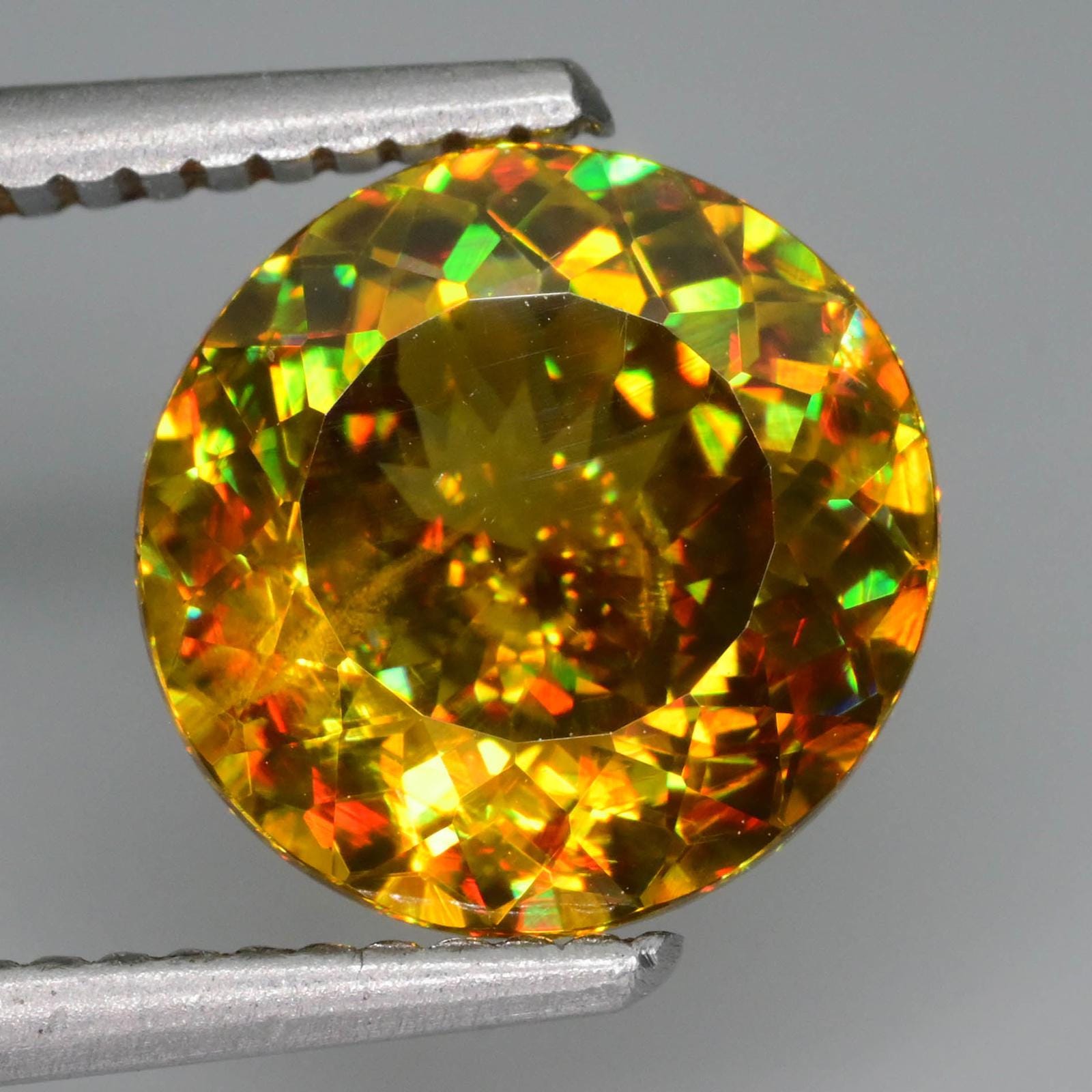 Rainbow Titanite Sphene Gemstone 3.64ct VVS Brilliant Round - Untreated ...