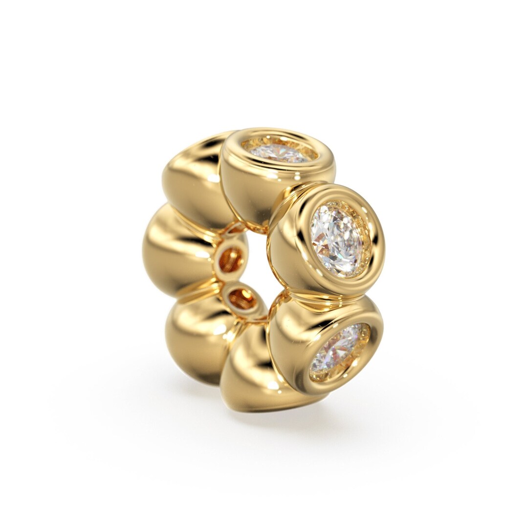 6mm Round Diamond Rondelle Gold Beads / Handmade Solid Gold Beads ...