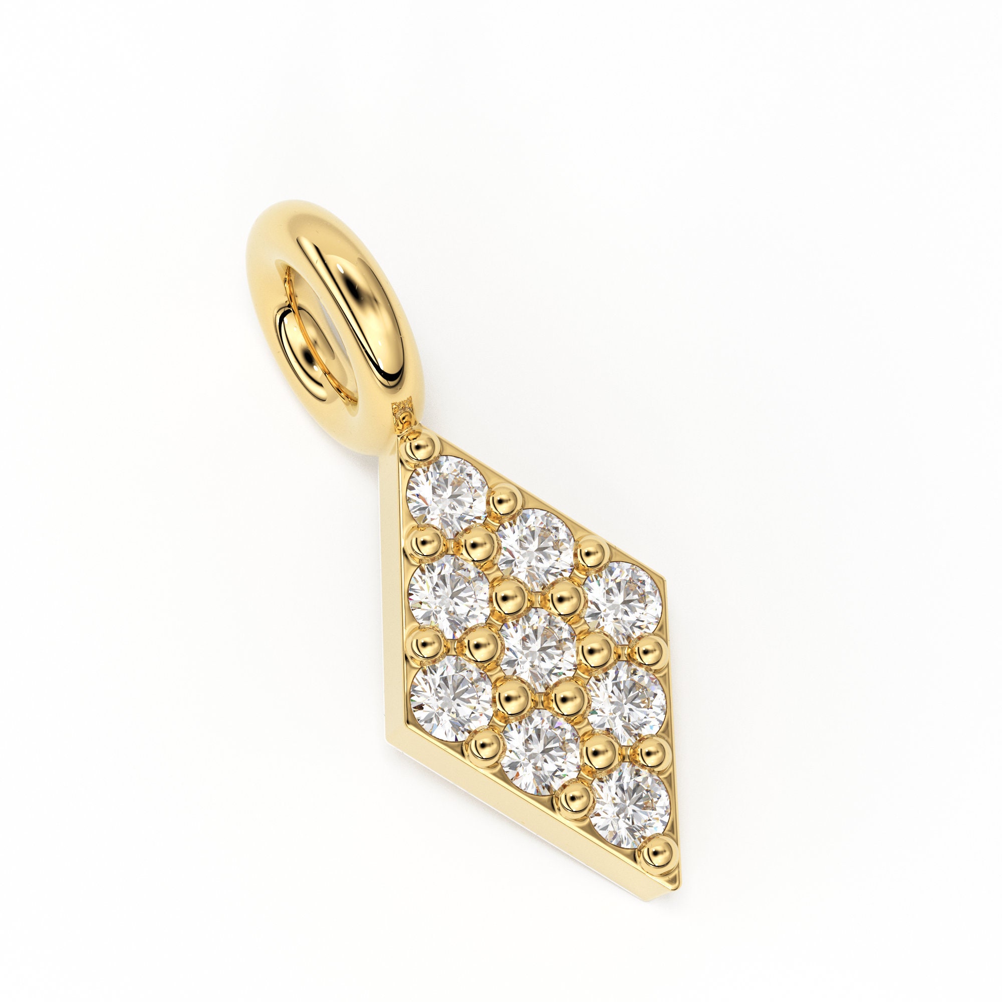 Diamond Pave Setting Charm / 14k 18k Solid Gold Charm / Gold - Etsy